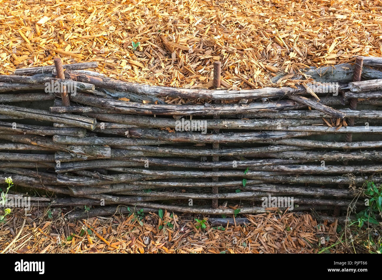 Woven willow lattice used as garden edge Stock Photo - Alamy