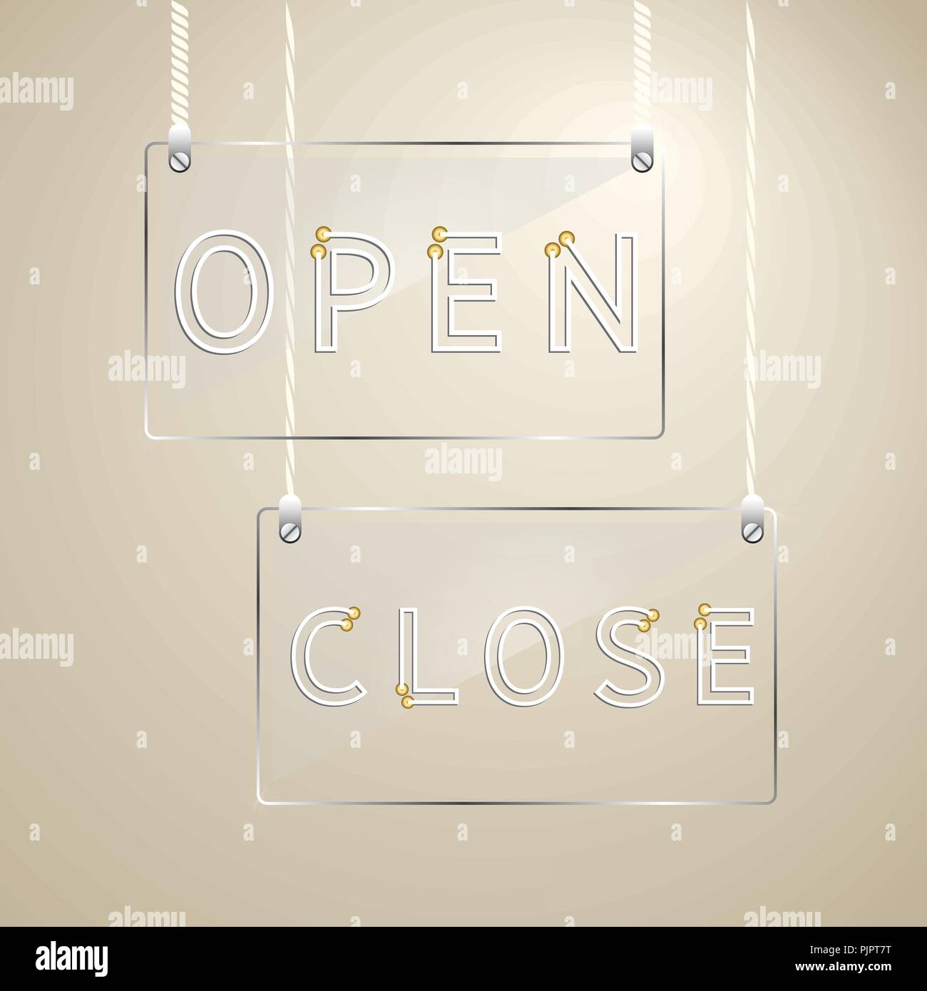 Open and close sign on glass design element, stock vector Stock Vector ...