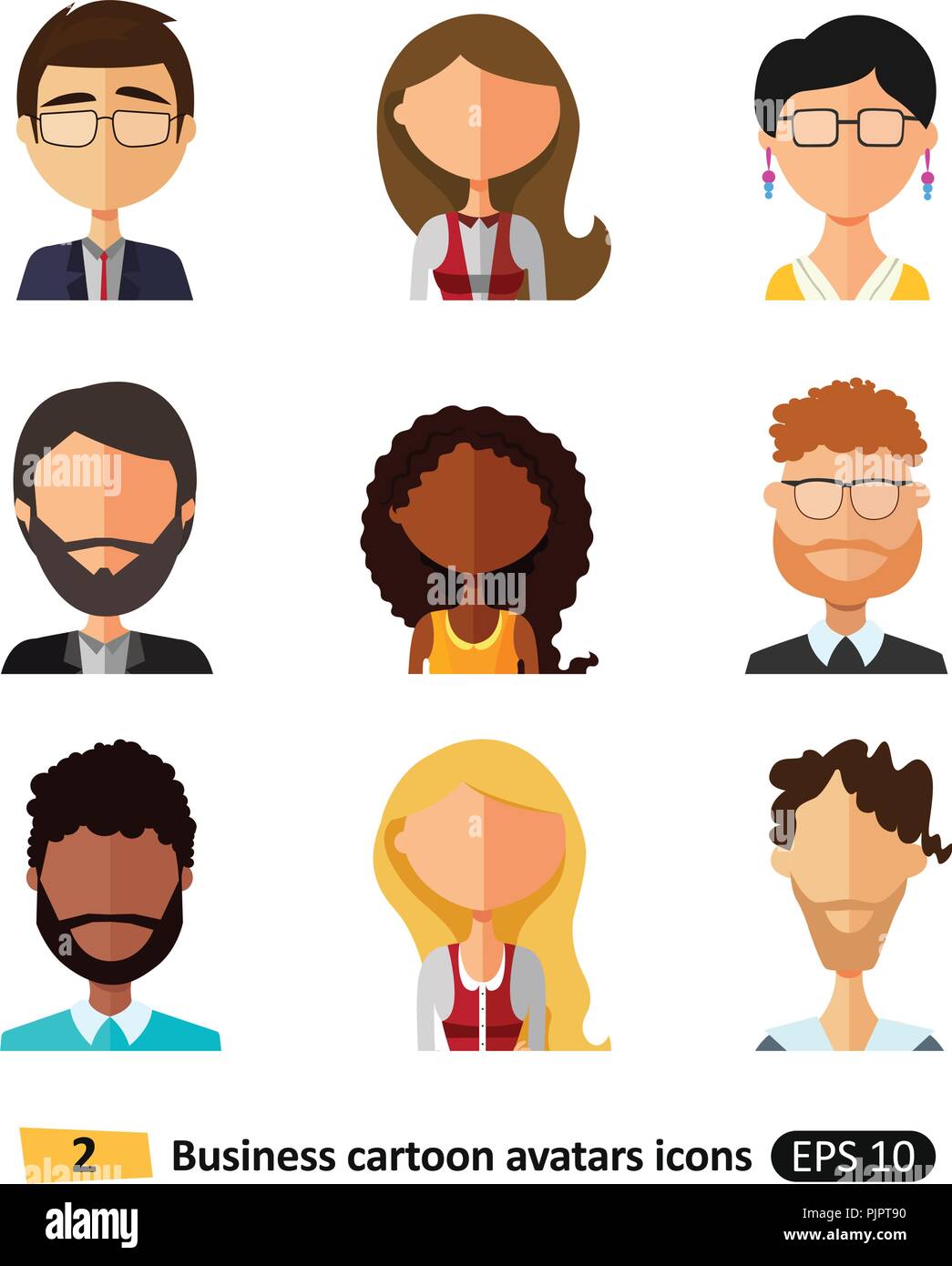 flat icons users avatars office business people set vector illustration ...