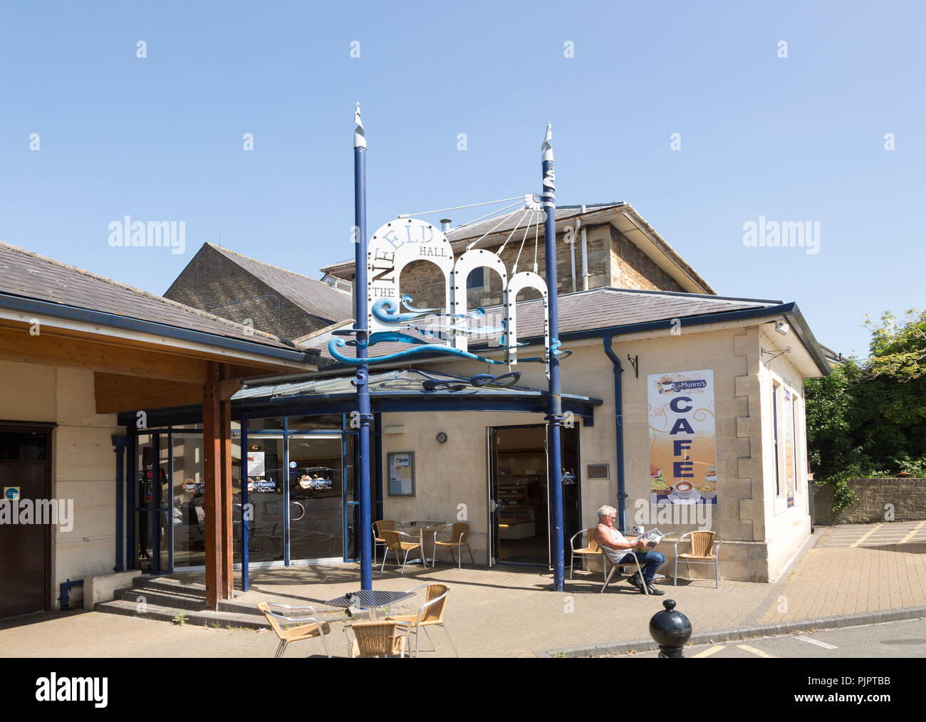 Cafe at the Neeld Hall, Chippenham town centre, Wiltshire, England, UK ...