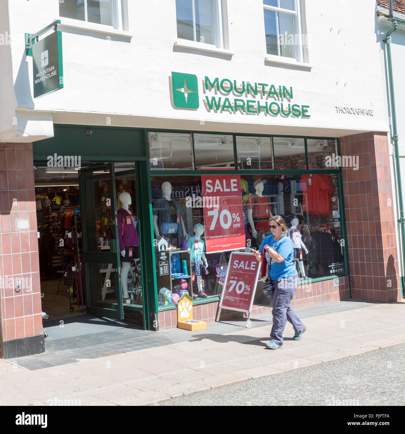 Mountain Warehouse shop sale, Woodbridge, Suffolk, England, UK Stock ...