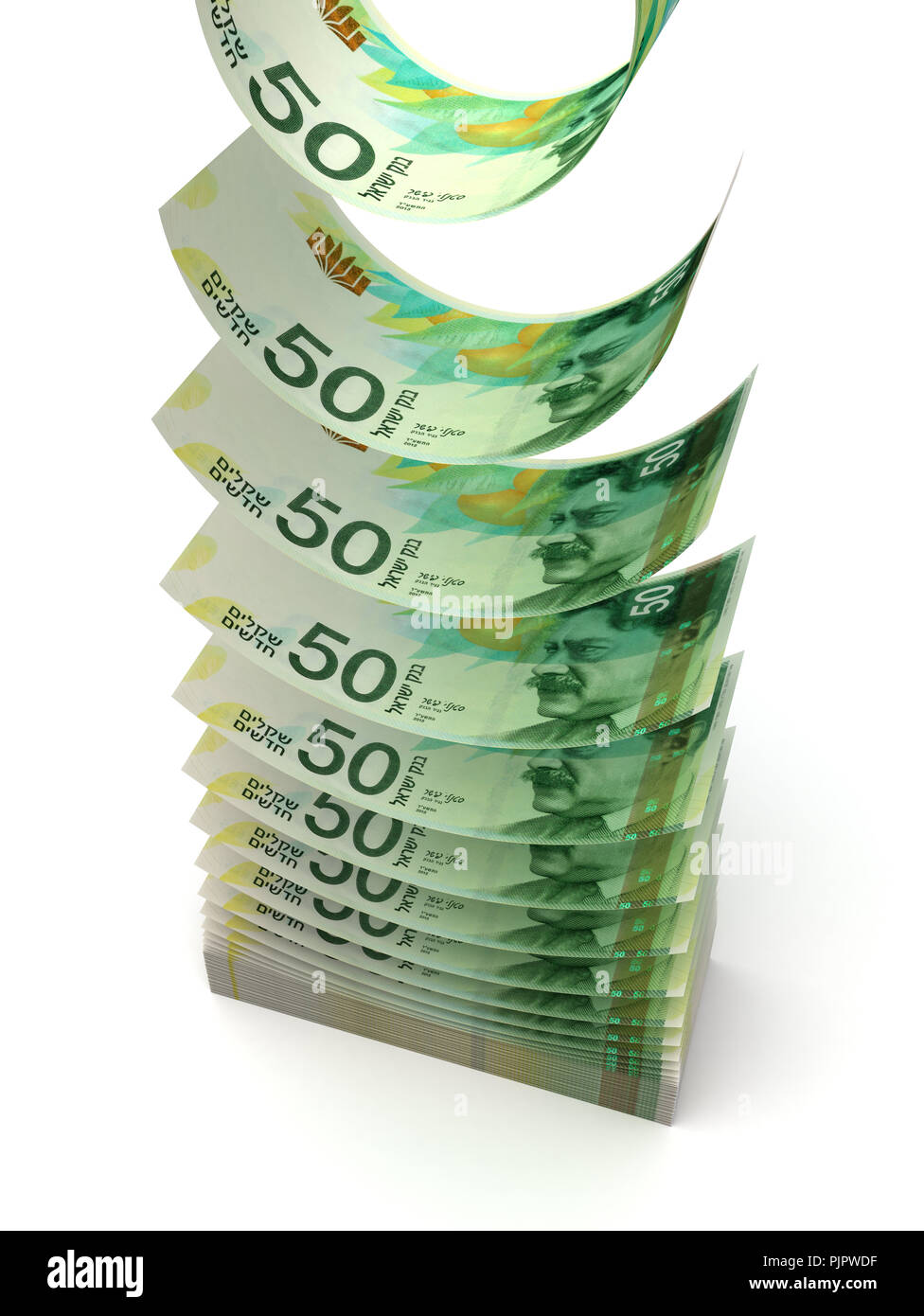 Falling Israeli New Shekels (isolated with clipping path Stock Photo ...