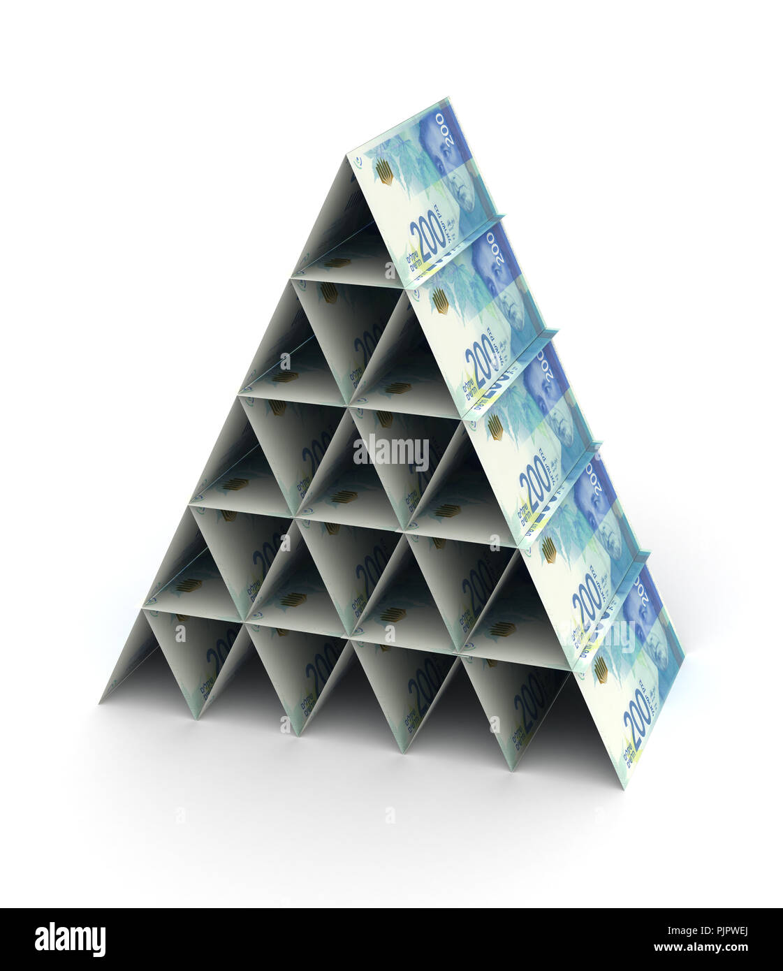 Israeli New Shekel Pyramid on white background Stock Photo - Alamy