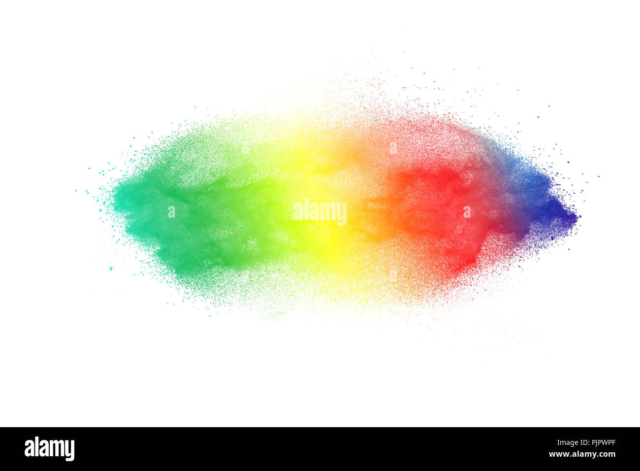 Multicolored particles explosion on white background. Colorful dust ...