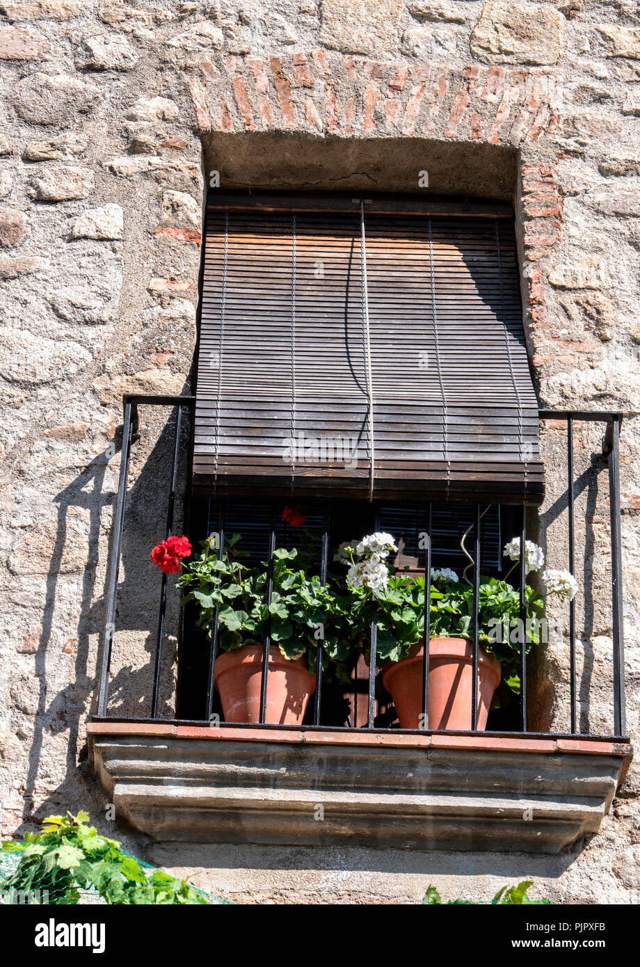 Typical window of the old town of Caceres, Spain Stock Photo - Alamy