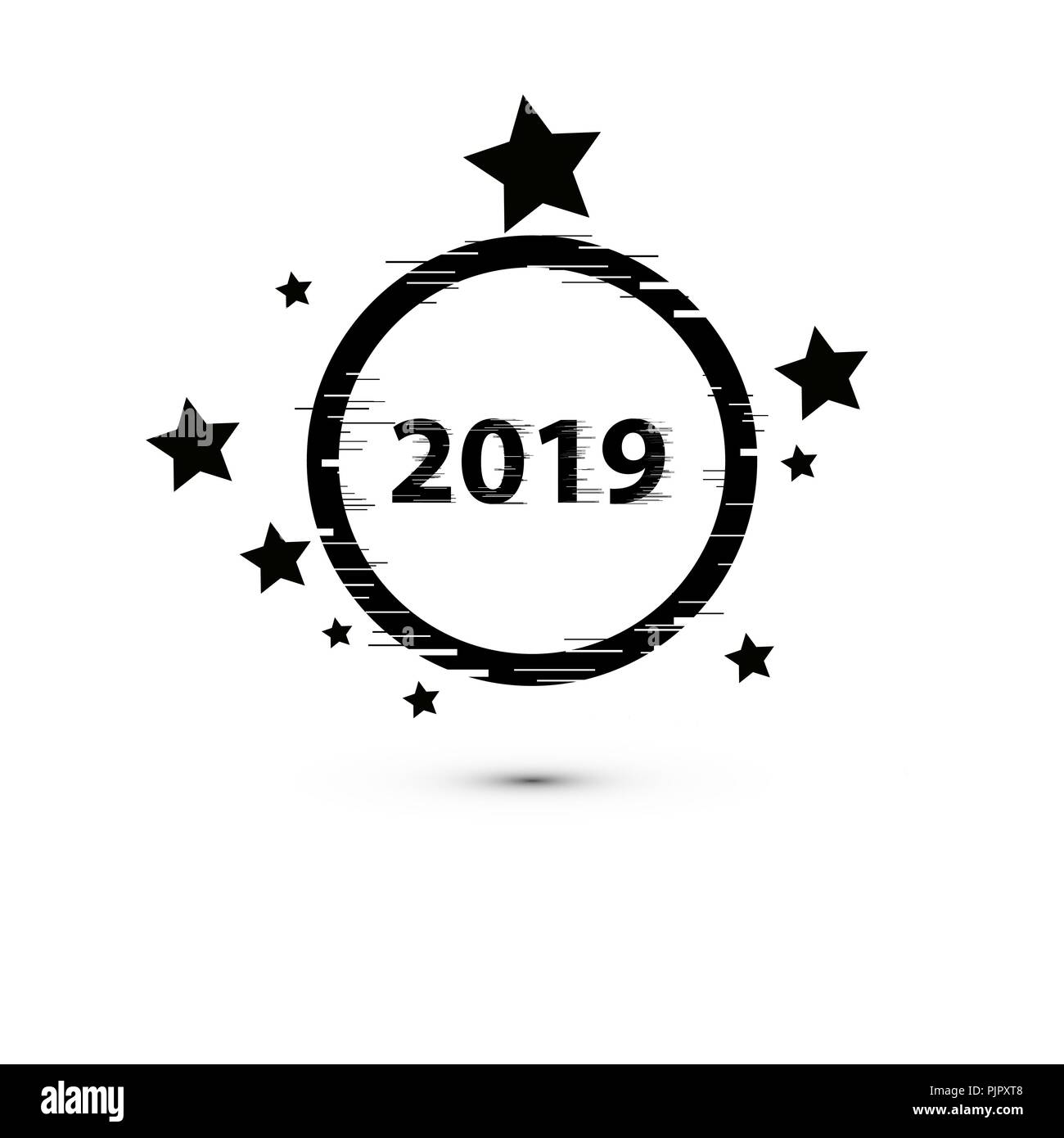 happy new year 2019 with fast speed motion lines and glitch frames set ...