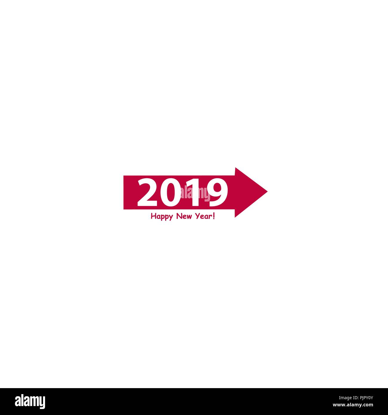 Creative happy new year 2019 design. Flat design with shadow. Outline ...