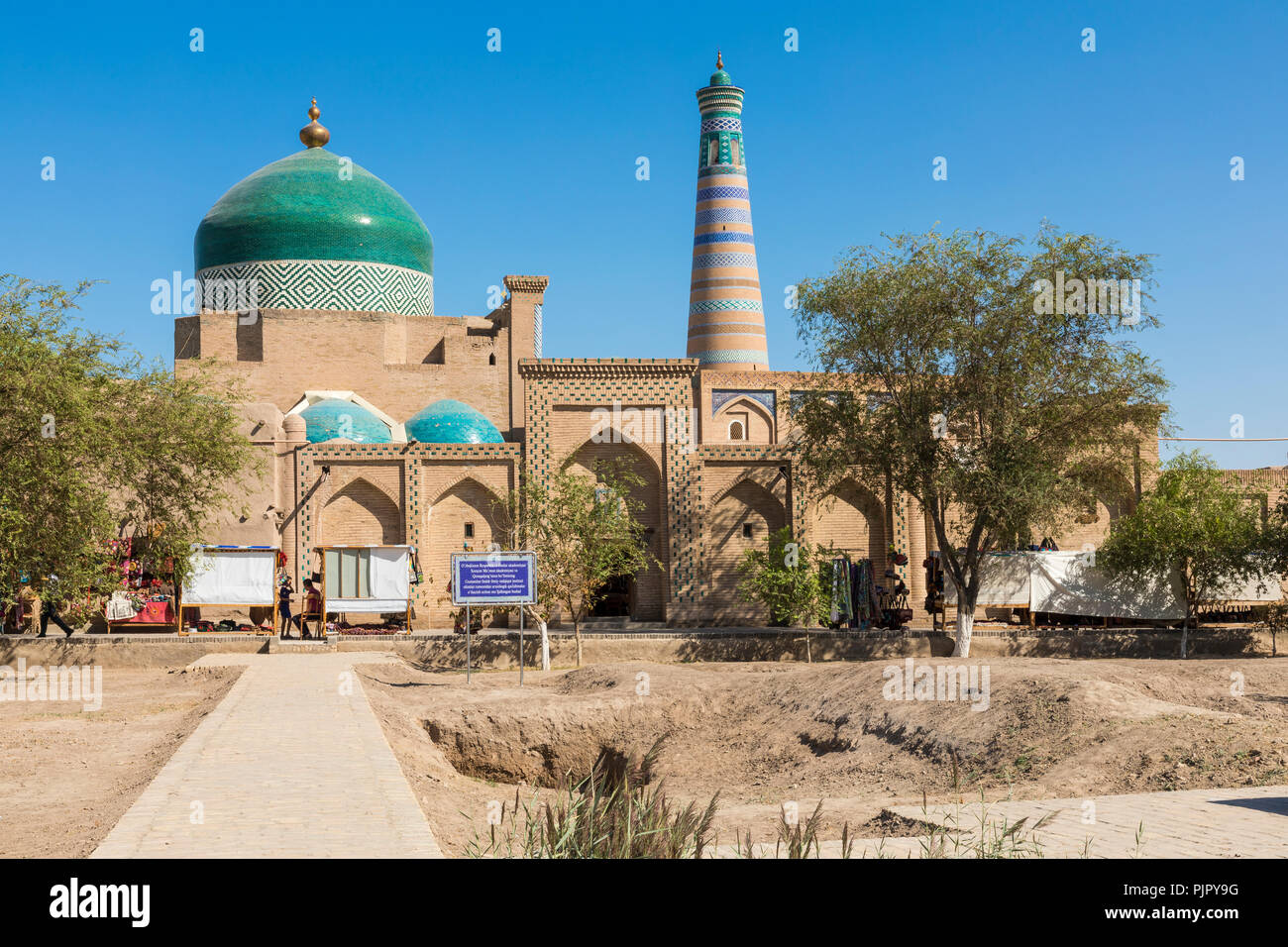Historic buildings at Itchan Kala fortress in the historic center of ...