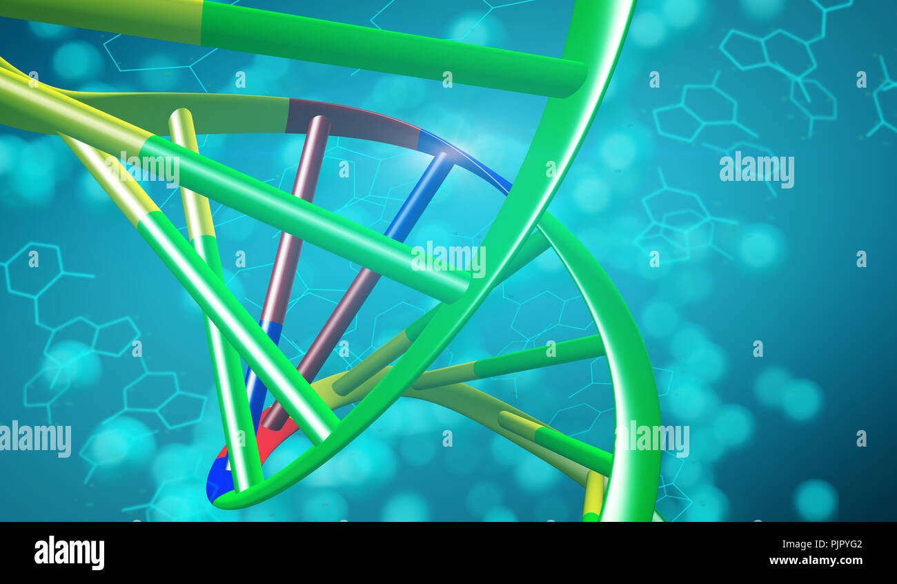 DNA Double Helix On Soft Blue Background. Medical Sciense, Gene Genome ...