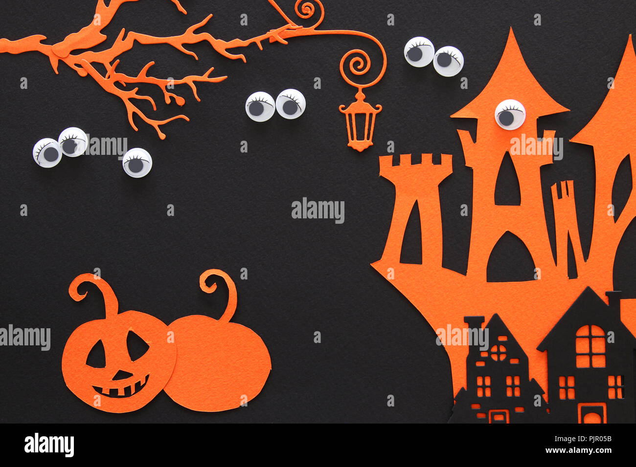 Halloween holiday concept. haunted witch house over black background ...