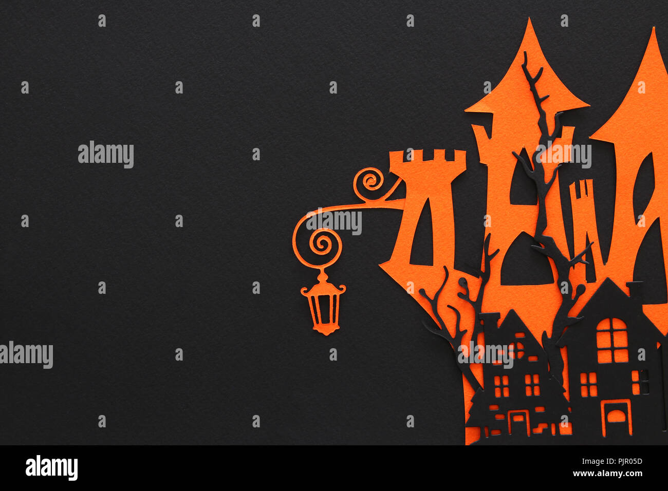 Halloween holiday concept. haunted witch house over black background ...