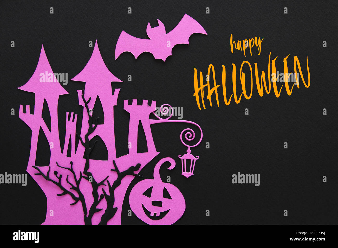 Halloween holiday concept. haunted witch house over black background ...
