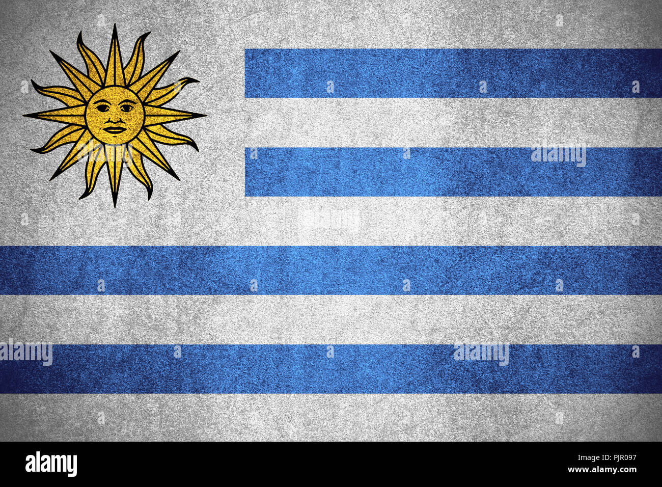 flag of Uruguay or Uruguayan banner on rough pattern texture Stock ...