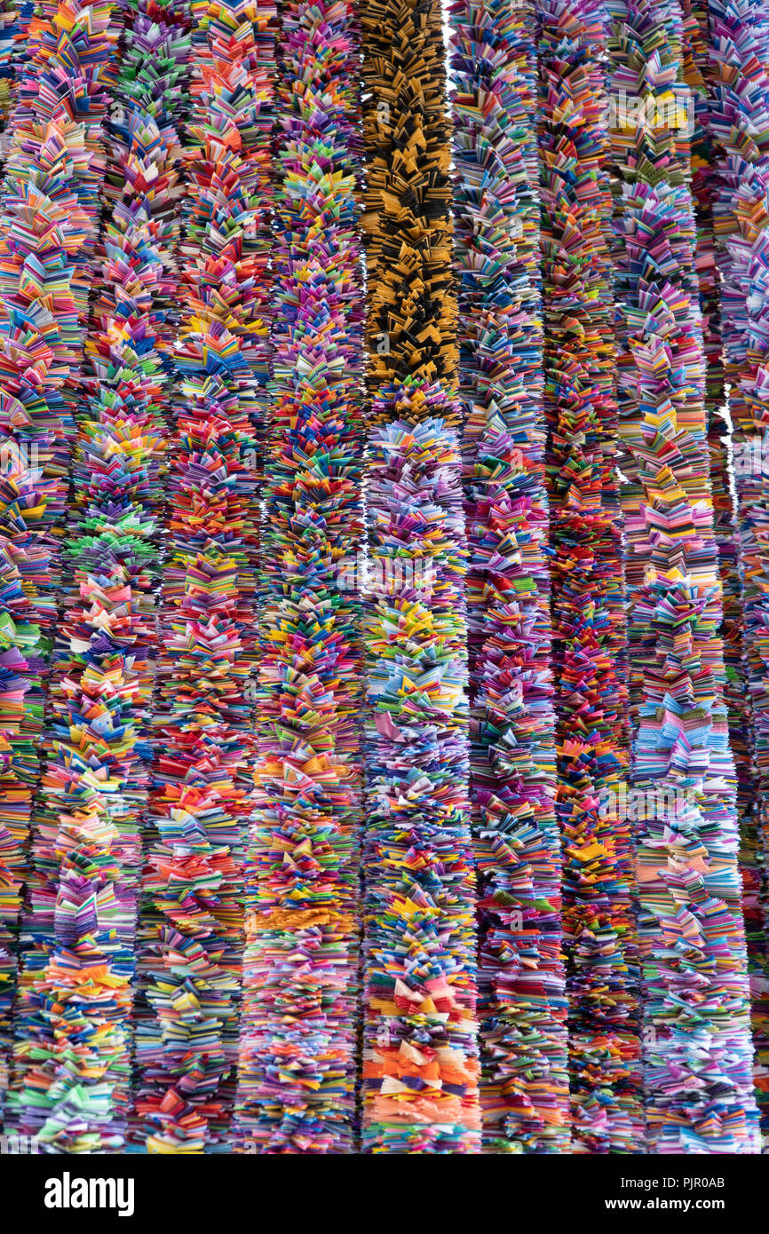 Work of art made of colorful plastic stars Stock Photo - Alamy