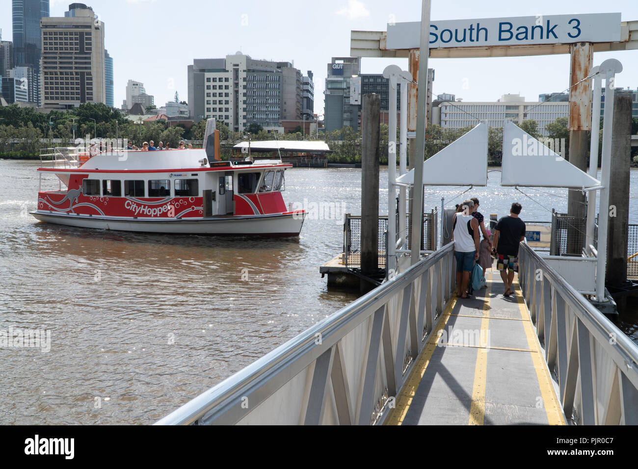 A City Hopper ferry departs for the South Bank 3 jetty on the Brisbane ...