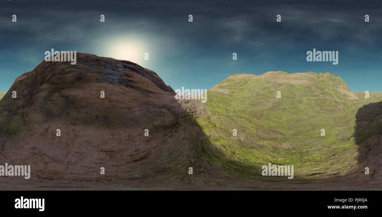 HDRI map, spherical environment panorama background with green hills ...
