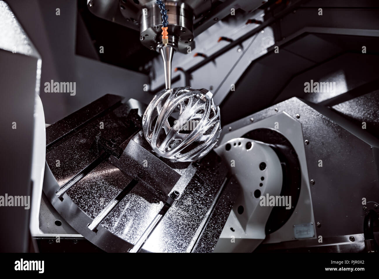 Metalworking CNC milling machine. Cutting metal modern processing ...