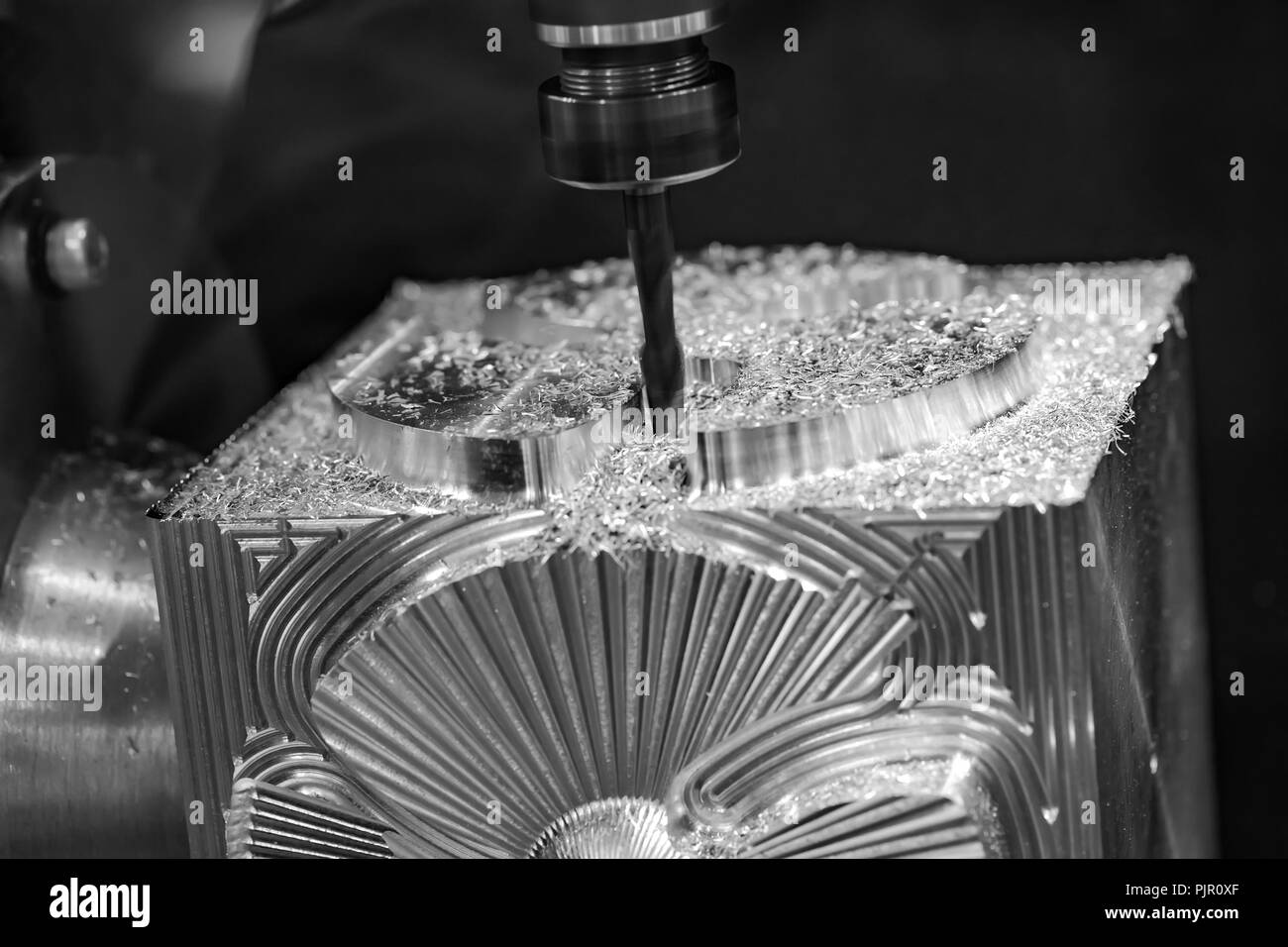 Metalworking CNC milling machine. Cutting metal modern processing ...