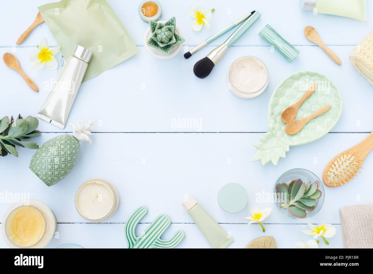 Beauty background with facial cosmetic products Stock Photo - Alamy