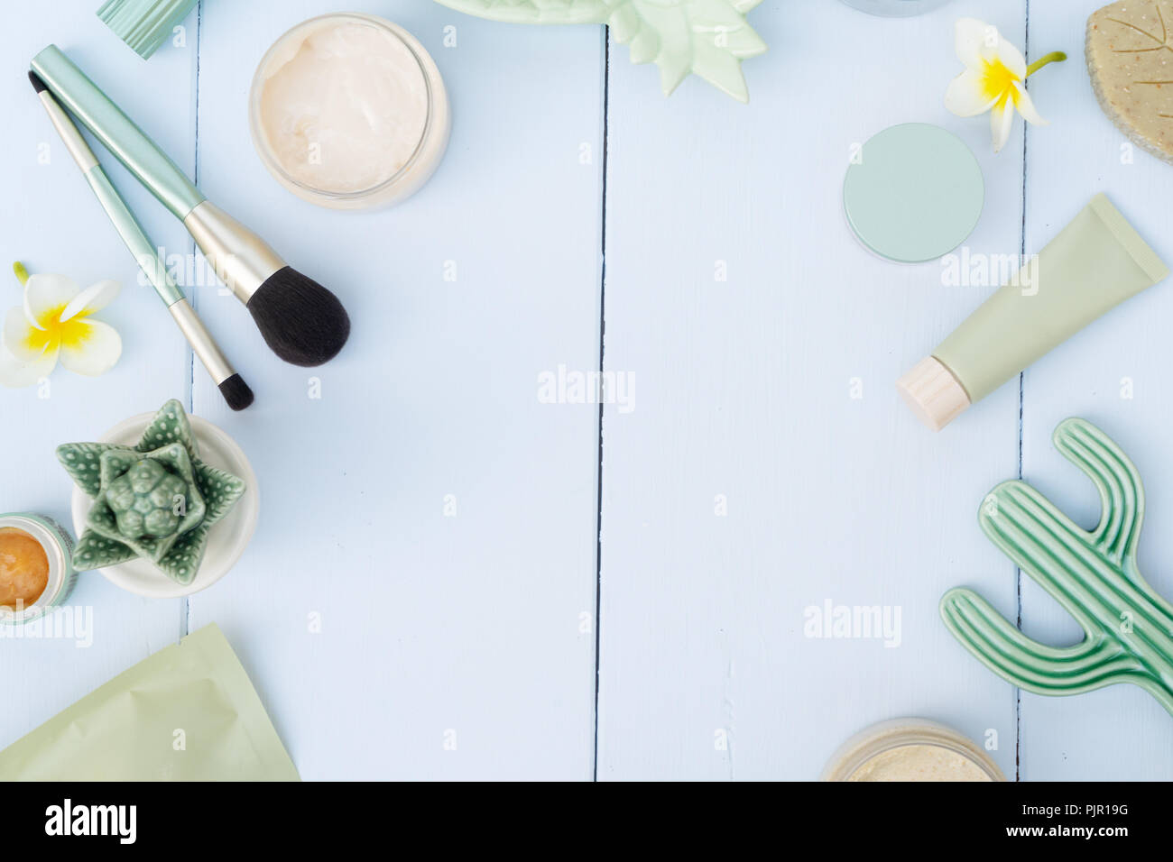 Beauty background with facial cosmetic products Stock Photo - Alamy