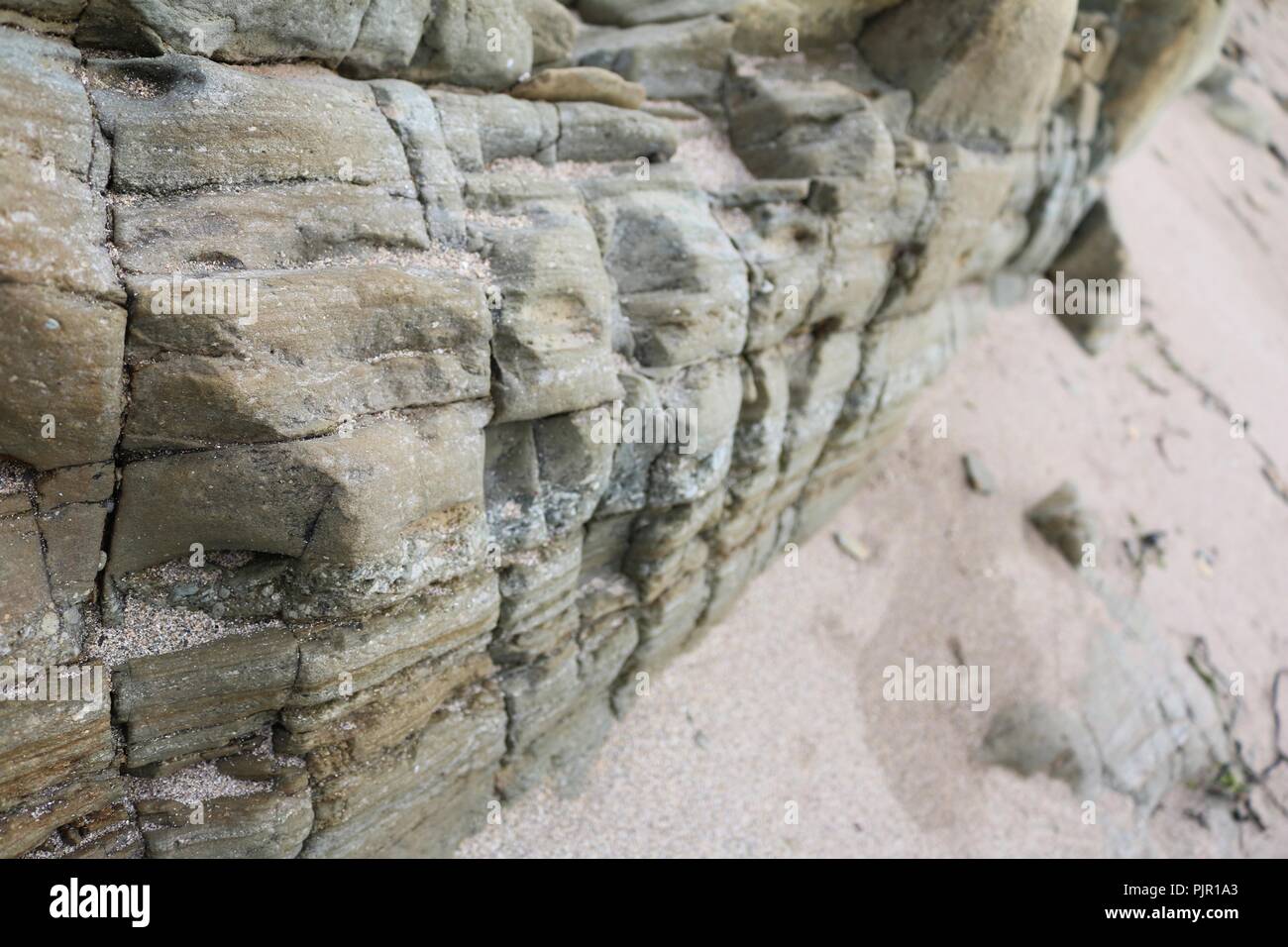 Marine sandstone interbedded with volcanic deposits at Ferriter's Cove ...