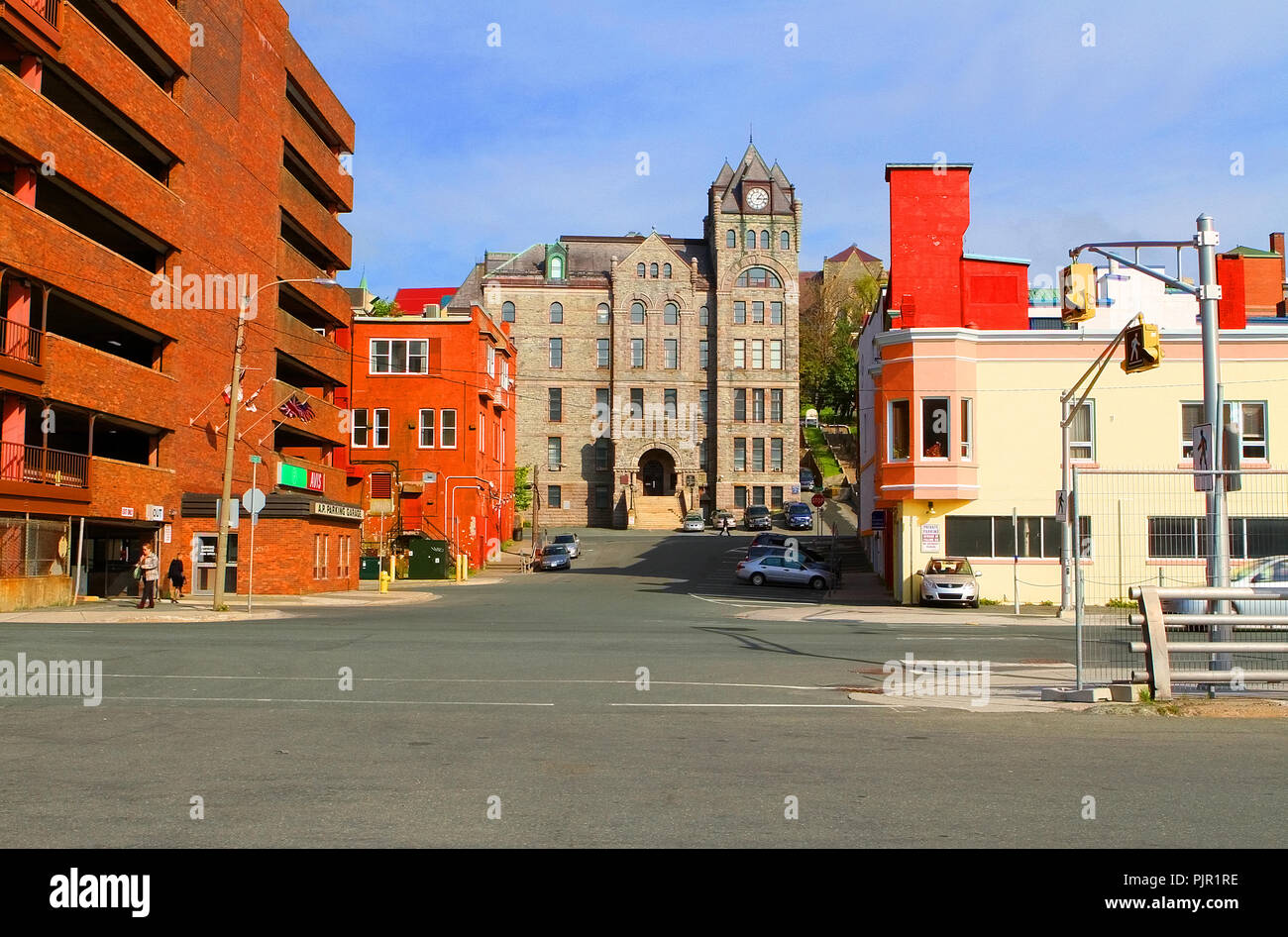 Office buildings and parkade in downtown St. John's, Newfoundland ...