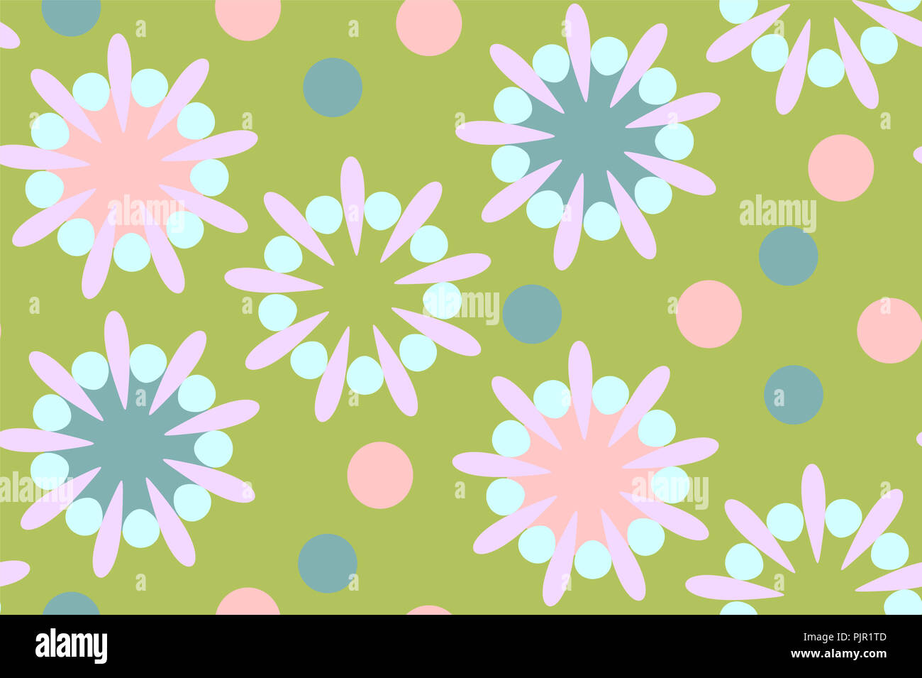 Cute seamless pattern in retro style. Round shapes, vector illustration ...