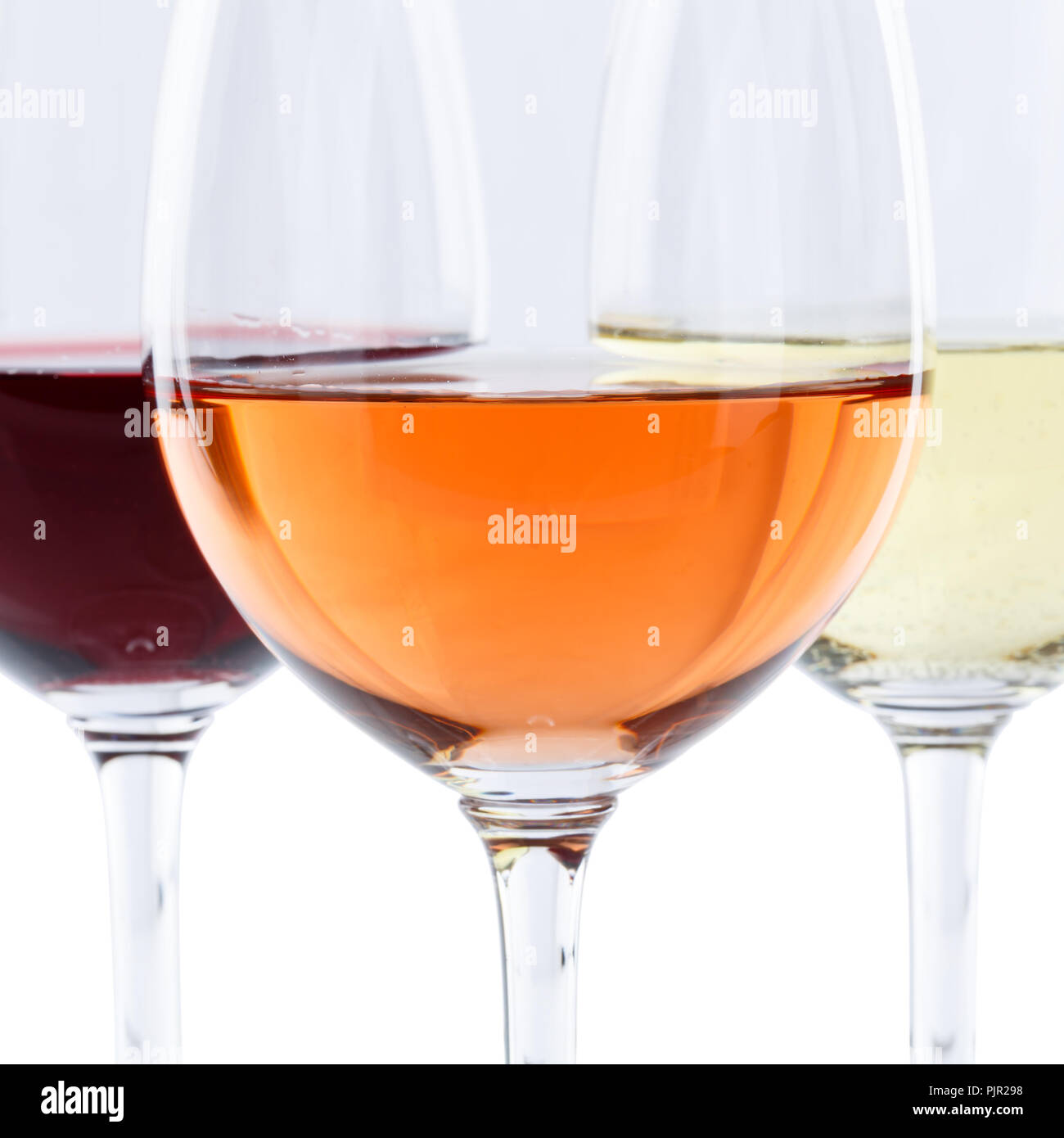Wine glasses red rose alcohol square isolated on a white background ...