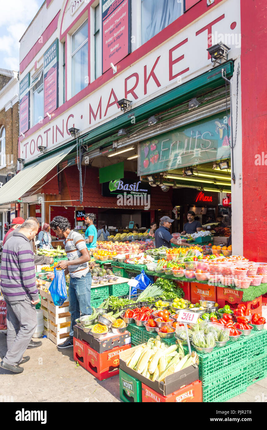 Fruit stall at entrance to Tooting Market, Tooting High Street, Tooting ...