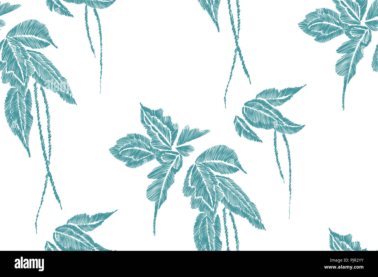 Tropical leaves seamless background pattern. Vector illustration hand ...