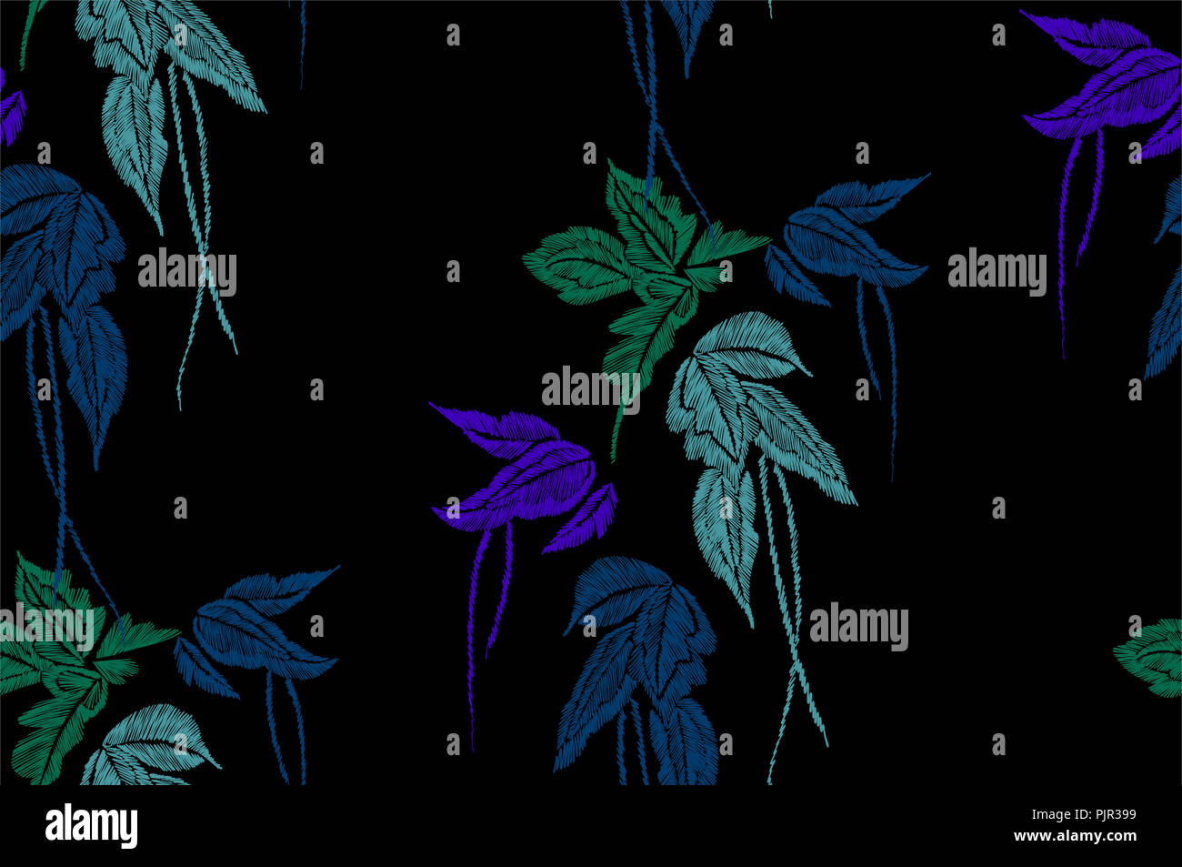 Tropical leaves seamless background pattern. Vector illustration hand ...