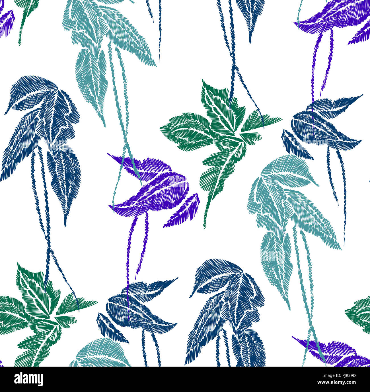 Tropical leaves seamless background pattern. Vector illustration hand ...