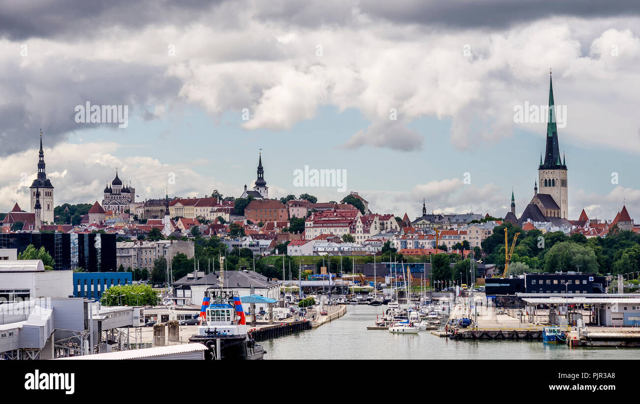 Beautiful panoramic view of the Old Town of Tallinn, Estonia, from the ...