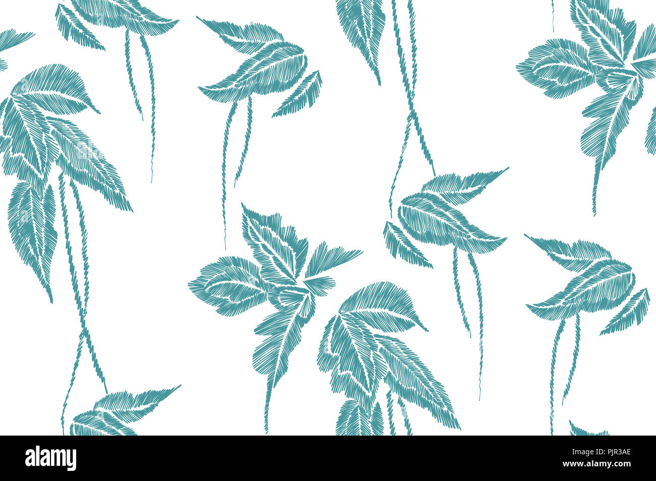 Tropical leaves seamless background pattern. Vector illustration hand ...