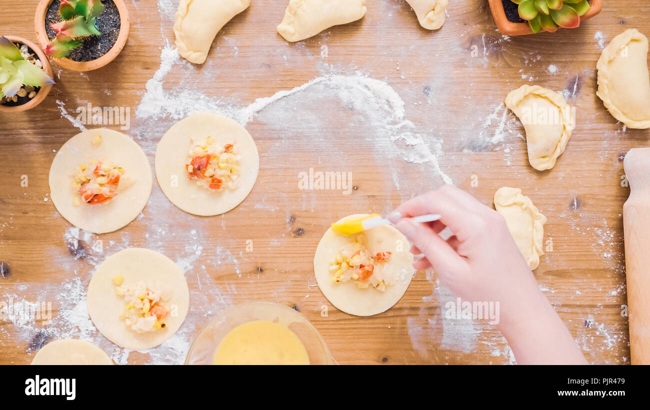 Step by step. Making home made empanadas with different fillings Stock ...