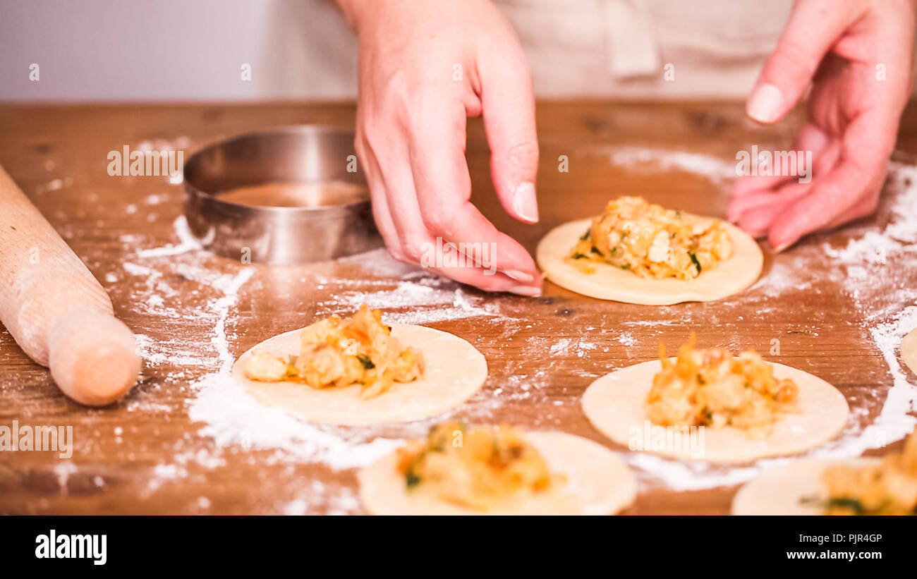 Step by step. Making home made empanadas with different fillings Stock ...