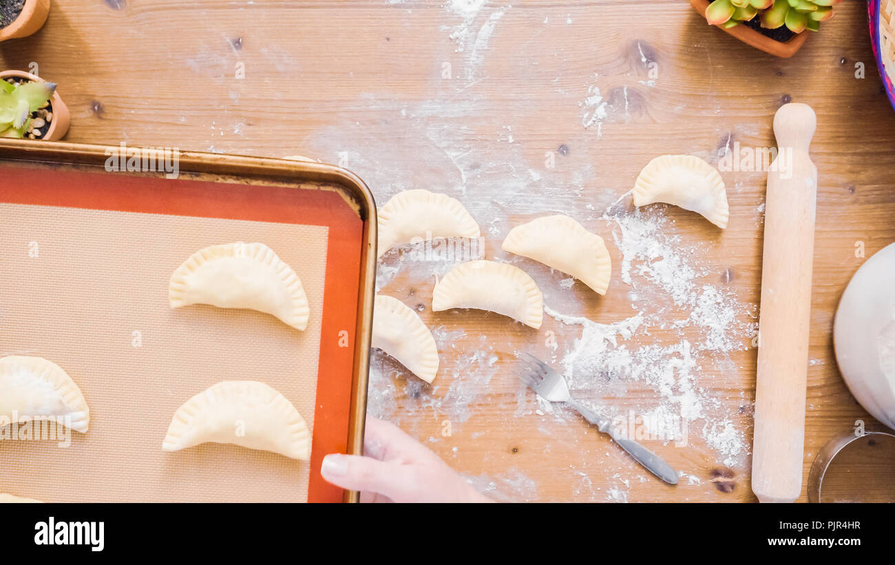 Step by step. Making home made empanadas with different fillings Stock ...