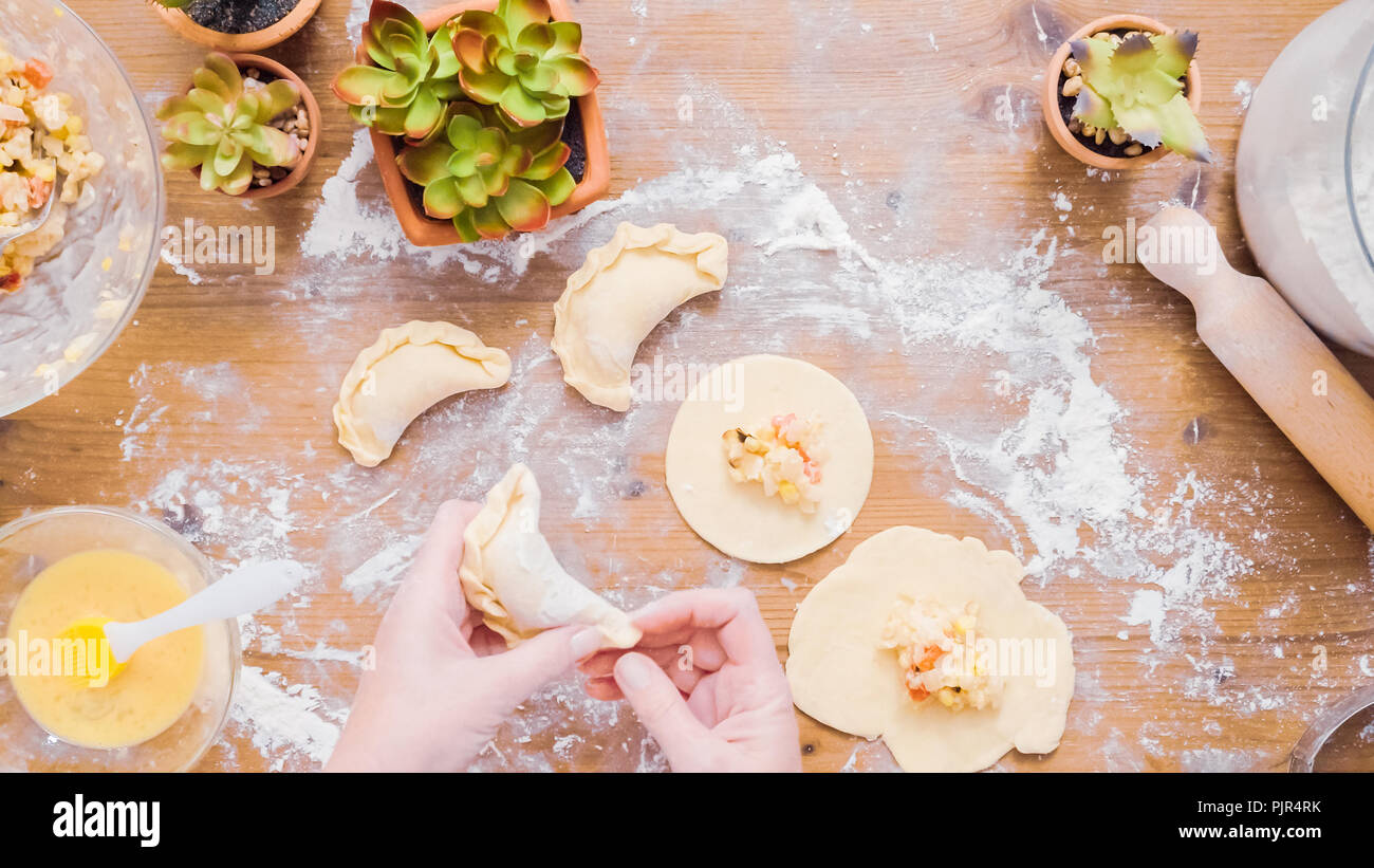 Step by step. Making home made empanadas with different fillings Stock ...