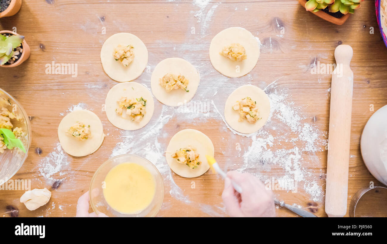 Step by step. Making home made empanadas with different fillings Stock ...