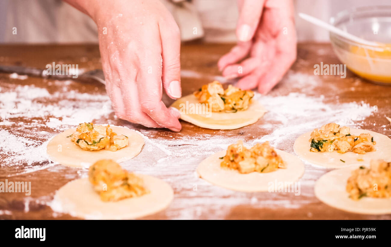 Step by step. Making home made empanadas with different fillings Stock ...