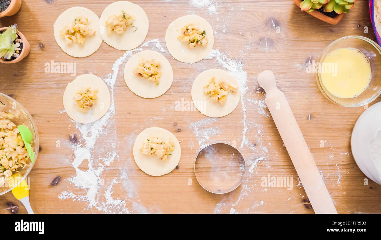 Step by step. Making home made empanadas with different fillings Stock ...