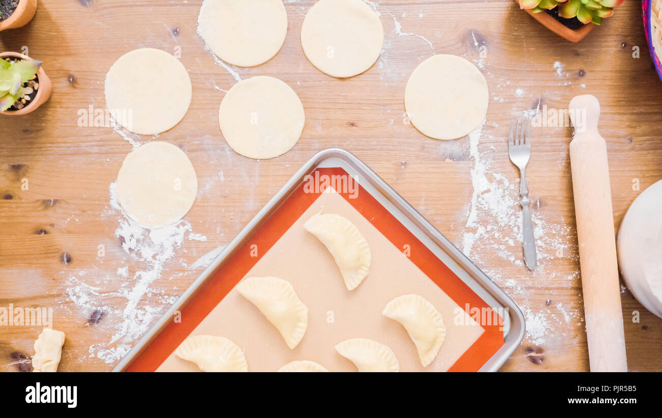 Step by step. Making home made empanadas with different fillings Stock ...