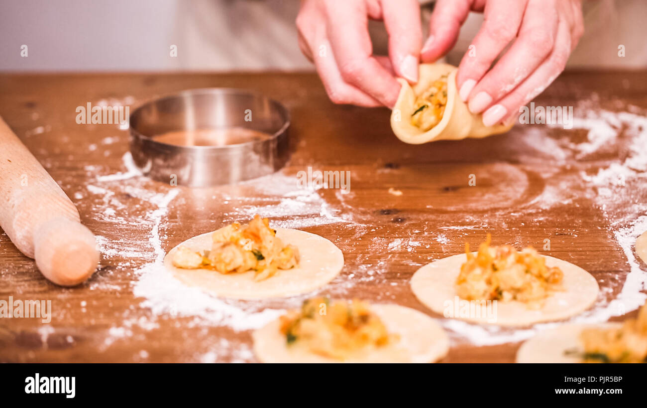 Step by step. Making home made empanadas with different fillings Stock ...