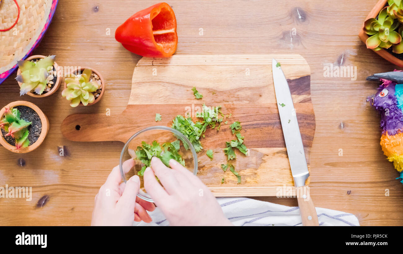 Step by step. Slicing vegetables for filling to make empanadas Stock ...