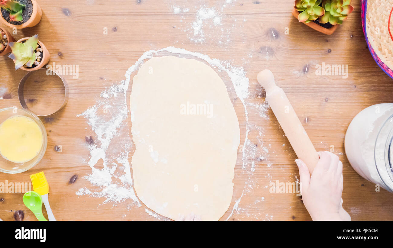 Step by step. Rolling dough for home made empanadas Stock Photo - Alamy