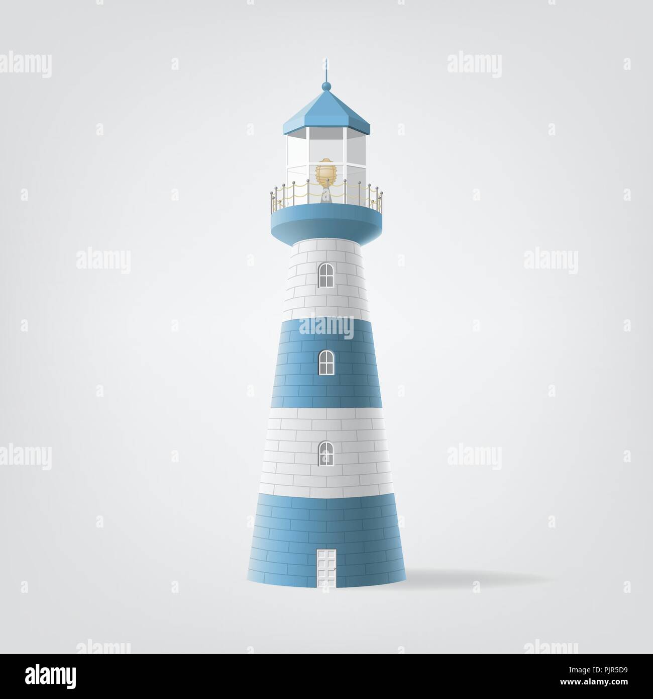 Realistic blue lighthouse. Vector illustration EPS10 Stock Vector Image ...