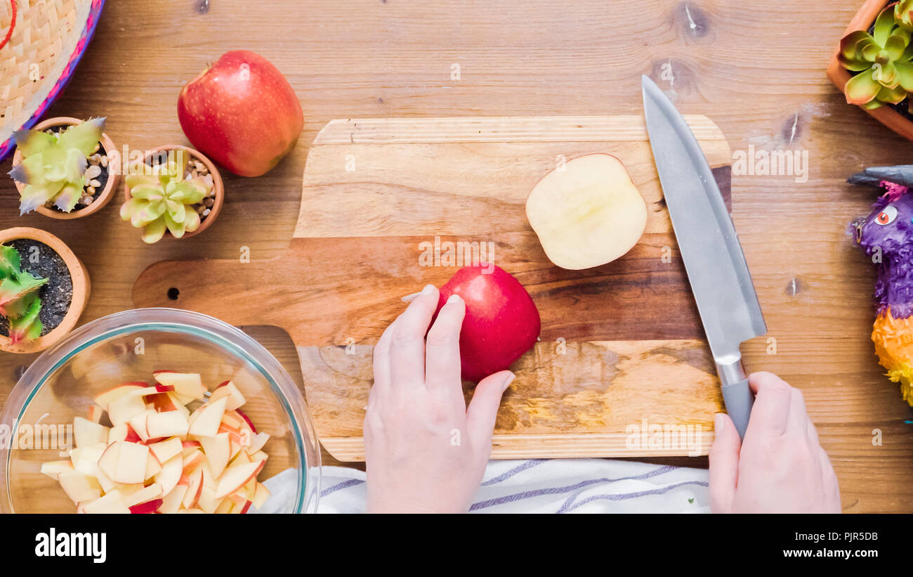 Step by step. Slicing vegetables for filling to make empanadas Stock ...