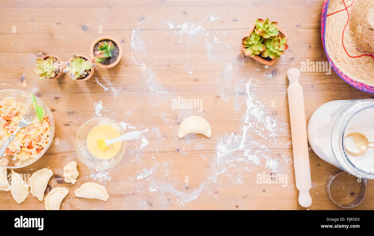 Step by step. Making home made empanadas with different fillings Stock ...