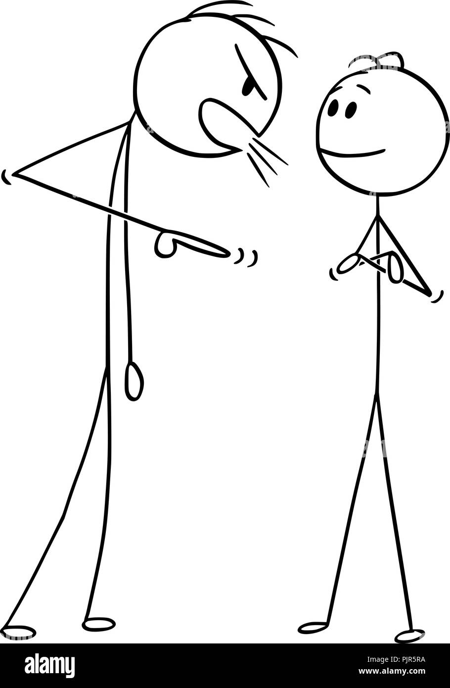 Cartoon of Man or Businessman Who is Calm and Smiling While Boss is ...