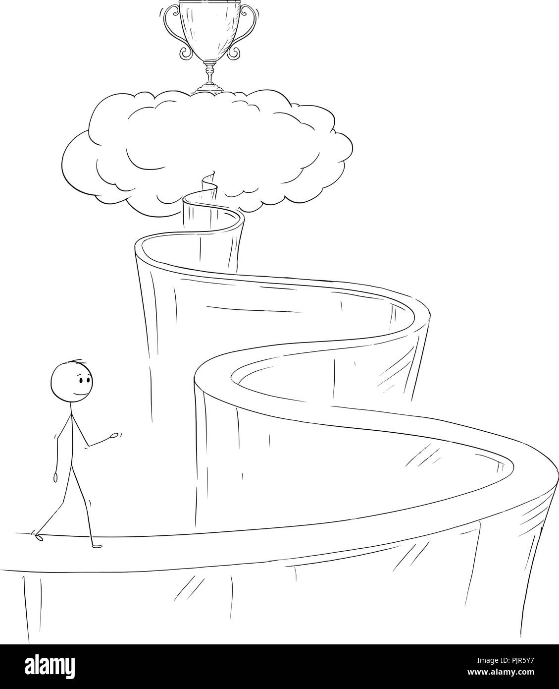 Cartoon of Man or Businessman Walking Up the Path to Heaven for His ...